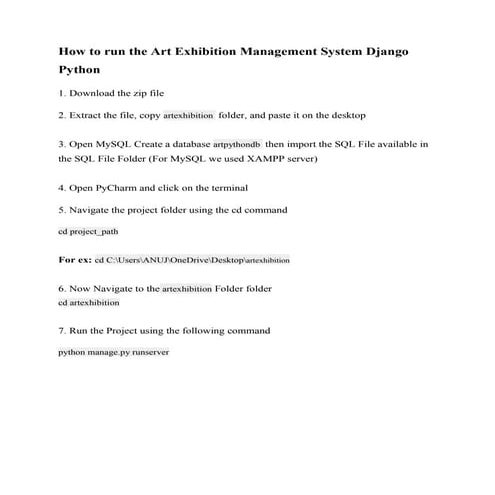 Installation guide for art gallery project | PDF