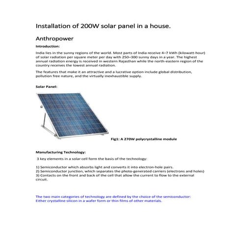 Installation of 200W_solar_panel_in_a_house | PDF