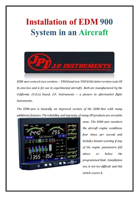 INSTALLATION OF EDM-740 IN AIRCRAFT | PDF