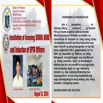 ProgramforInstallation.of incoming school head and induction of SPTA ...