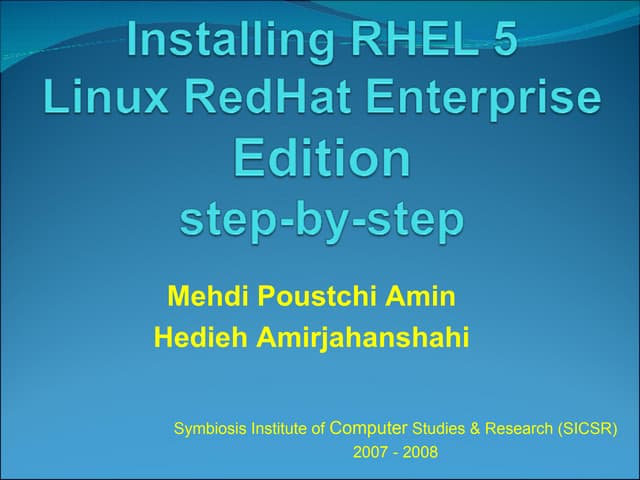 Installing Rhel 5 Linux Redhat Enterprise Edition Step By Step Ppt