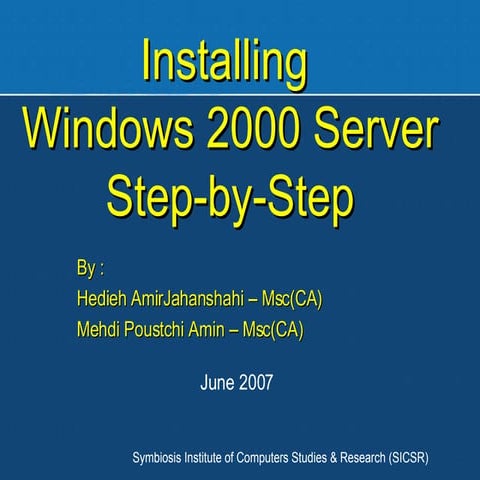 Installing Windows2000 Server | PPT | Computing | Technology & Computing