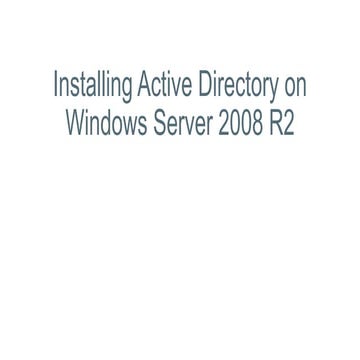 Installing Active Directory Adds S Pptx