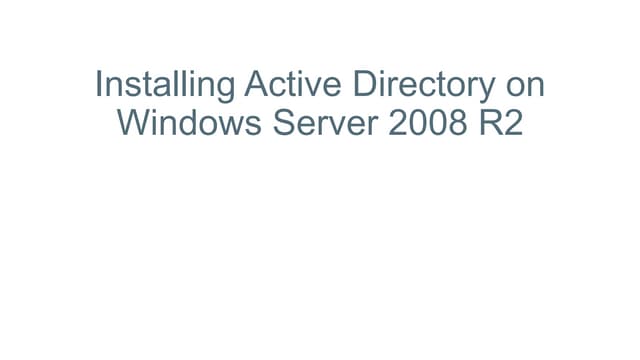 Installing Active Directory Adds S Pptx