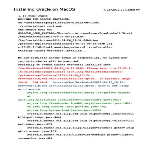 Installing Oracle On Mac Os | DOCX