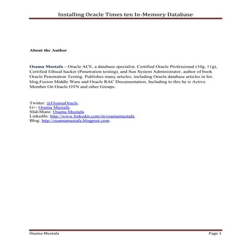 Installing Oracle Timesten Database On Linux Pdf