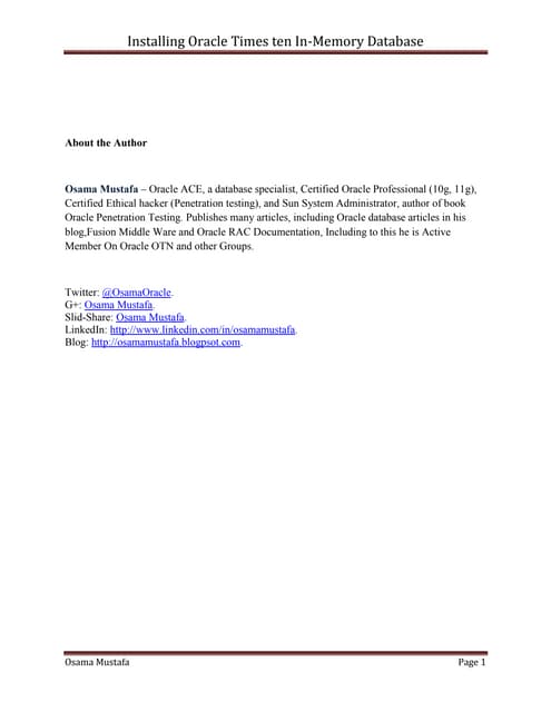Installing Oracle Timesten Database On Linux Pdf