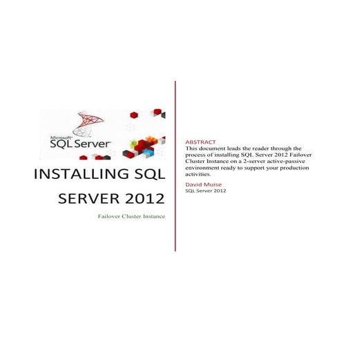 Installing Sql Server 2012 Failover Cluster Instance Pdf