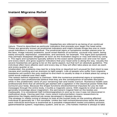 Instant Migraine Relief | PDF