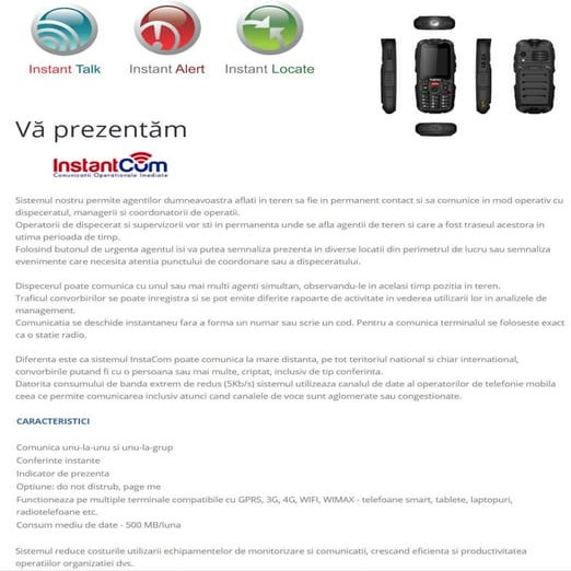 InstantCom PTT - 1 Page Romanian | PDF