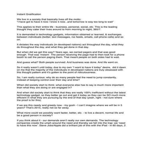 Instant gratification | PAGES