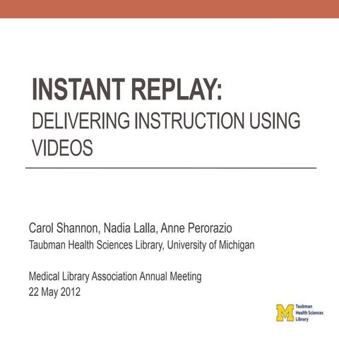 Instant Replay: Delivering Instruction Using Videos | PPTX