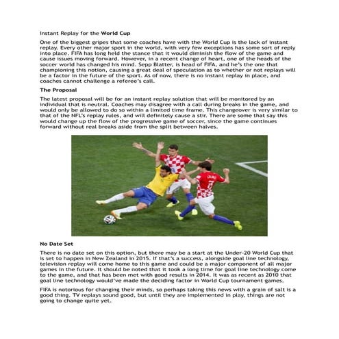 Instant Replay for the World Cup | PDF