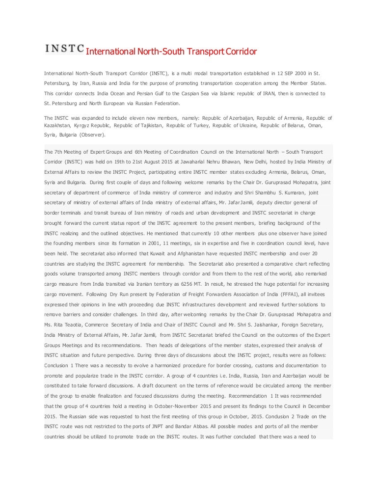 International North-South Transport Corridor (INSTC)