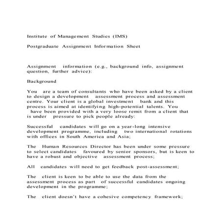 Institute of Management Studies (IMS)Postgraduate Assignment | DOCX
