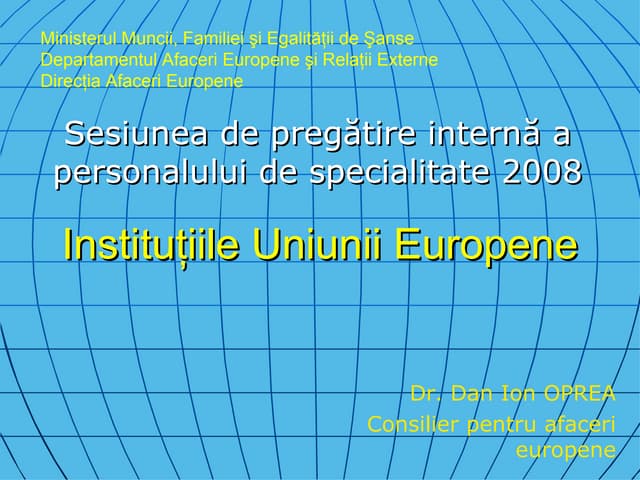 Institutiile Uniunii Europene | PPT