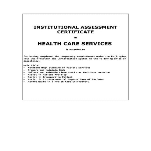 Institutional assessment certificate | PDF