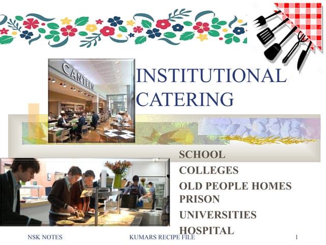 Introduction to institutional food management | PPTX