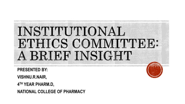 Information about Ethics committee | PPTX