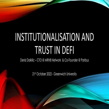 Institutionalisation Of DeFi | PPT