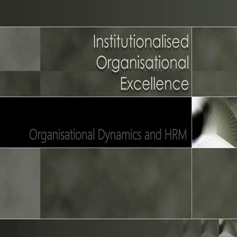 Institutionalised Organisational Excellence | PDF
