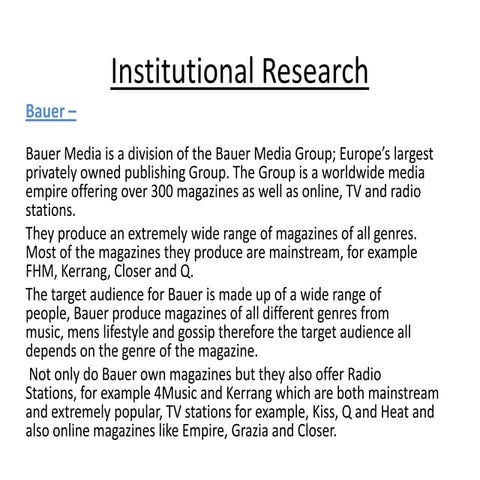 Institutional research powerpoint | PPTX | Media Industry | Industries