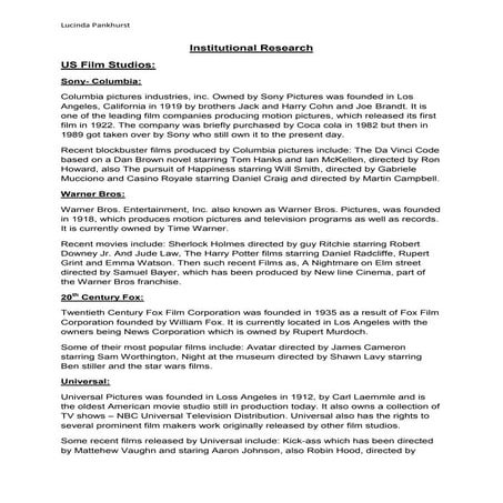 Institutional research US studios | DOCX