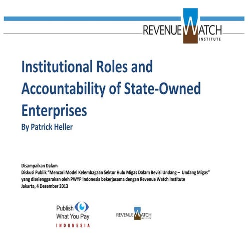 Institutional Roles and Accountability of State Owned Enterprises | PDF