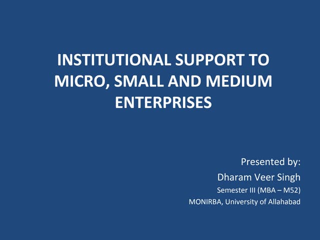 institutional support in Entrepreneurship | PPTX