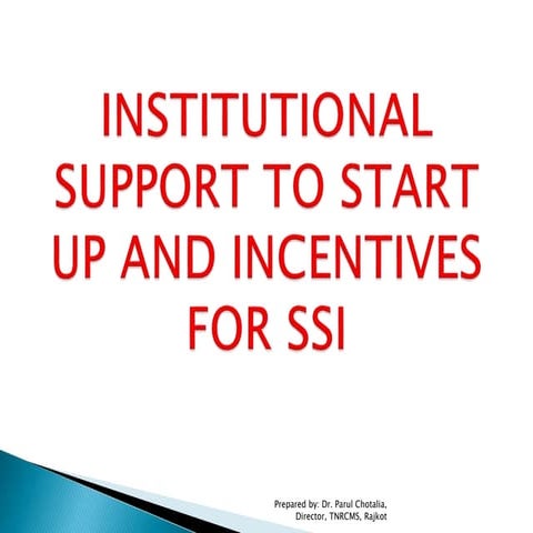 Institutional support to start up and incentives for ssi | PPSX