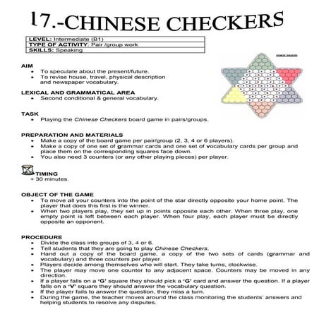 Chinese Checkers Teacher's Worksheet | PDF