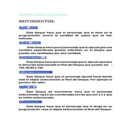 Instrucciones de scratch | DOCX | Programming Languages | Computing