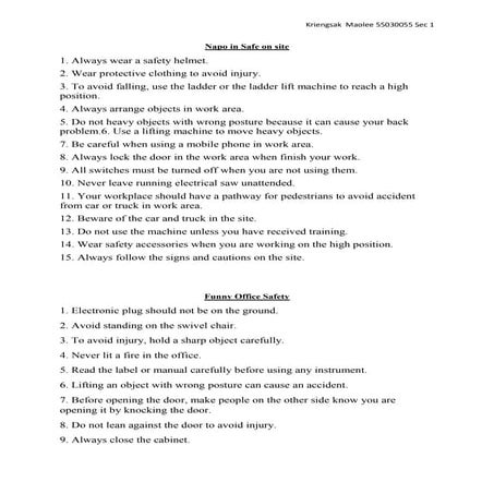 15 workshop safety rules | PPTX