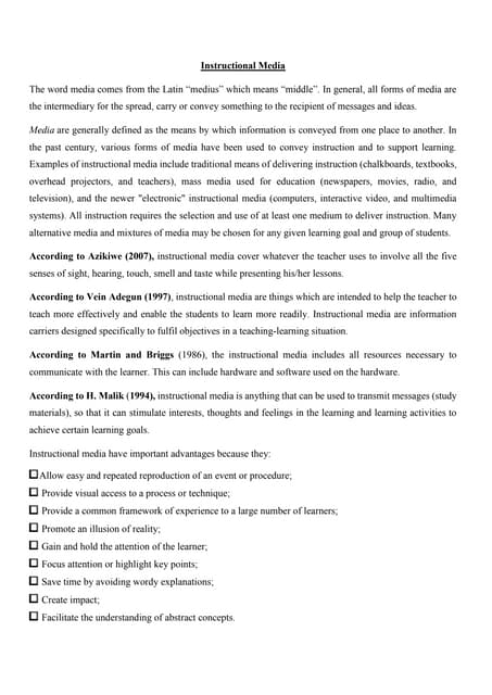 TYPES OF INSTRUCTIONAL MEDIA | PPTX