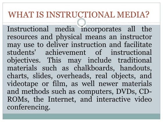 TYPES OF INSTRUCTIONAL MEDIA | PPT