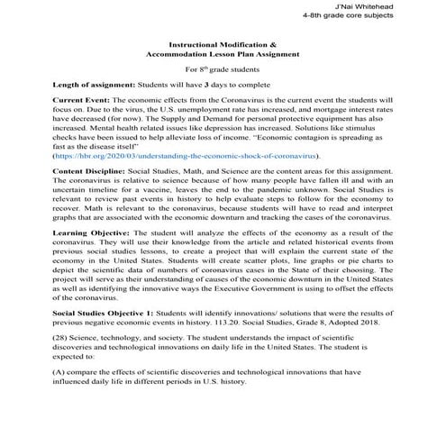 Instructional Modification_ Accommodation Lesson Plan Assignment ...