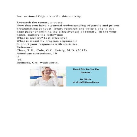 Instructional Objectives for this activityResearch the reentry .docx