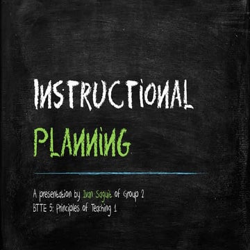Instructional Planning (Principles of Teaching) | PDF