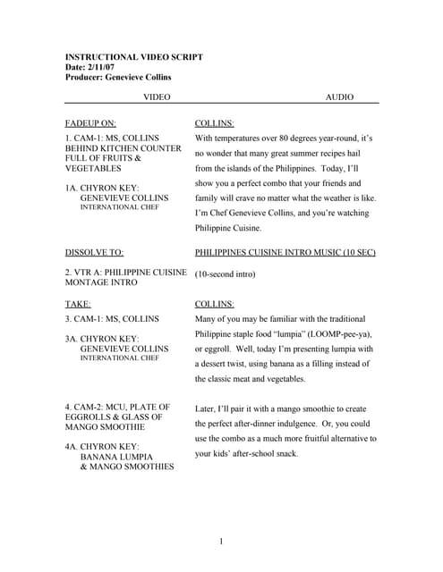 Example of Two-Column Script | PPT