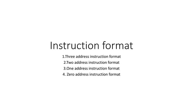 Instruction Formats Pptx Programming Languages Computing