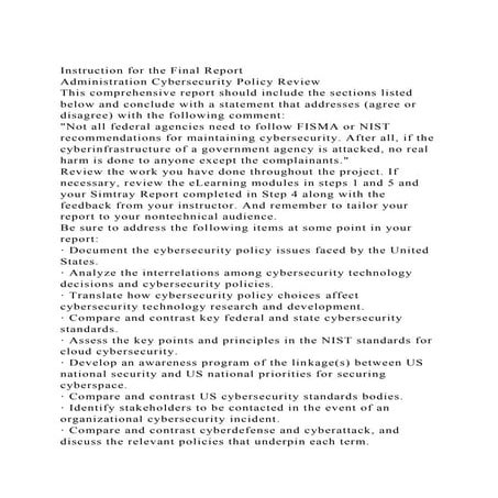 Instruction for the Final ReportAdministration Cybersecurity Pol.docx
