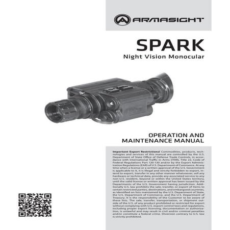 Instruction Manual ARMASIGHT SPARK NV Monocular | Optics Trade | PDF