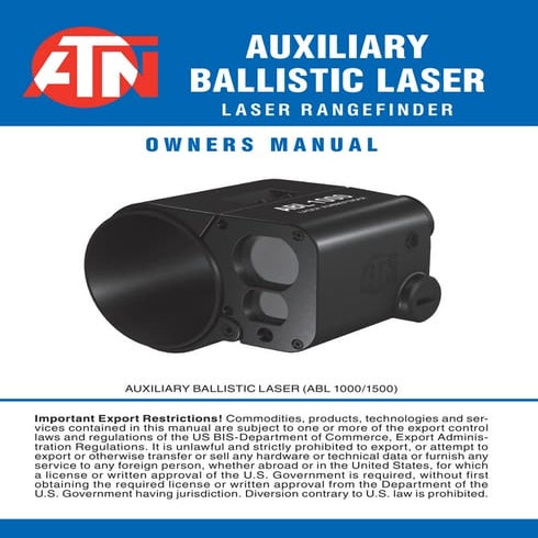 Instruction Manual | ATN ABL Laser Rangefinder | Optics Trade | PDF