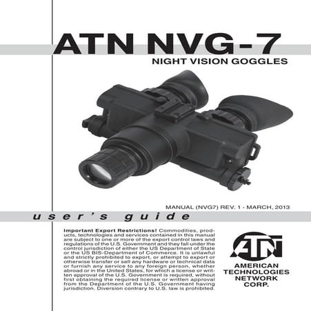 Instruction Manual ATN NVG7 Series NV Goggles | Optics Trade | PDF ...