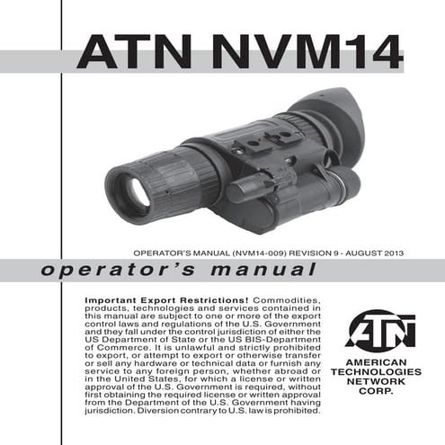 Instruction Manual ATN NVM14 Series Monocular | Optics Trade | PDF ...