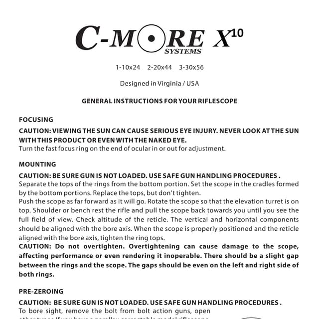 Instruction manual | Nikko Stirling C-more Rifle Scopes | Optics Trade ...