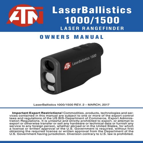 Instruction manual | Laser Ballistics Rangefinder Optics Trade | PDF