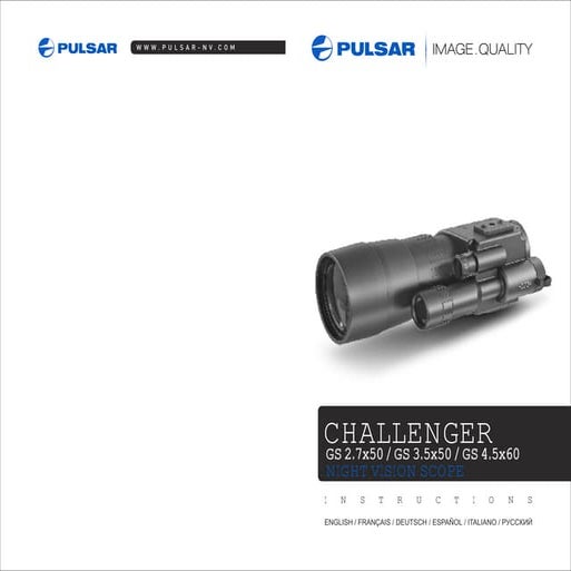 Instruction Manual PULSAR Challenger GS 4.5x60 Monocular | Optics Trade ...