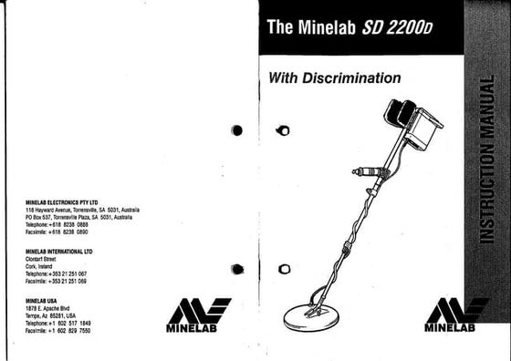 Instruction Manual Minelab SD 2100e Metal Detector English Language | PDF