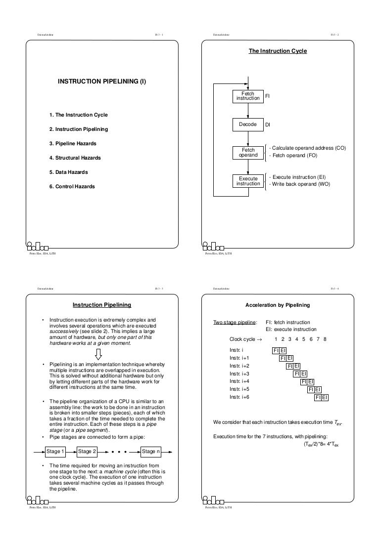 Instruction Pipelining I